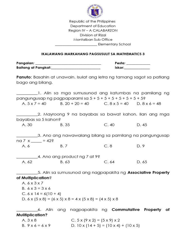 Math 3-Q2-PT | PDF