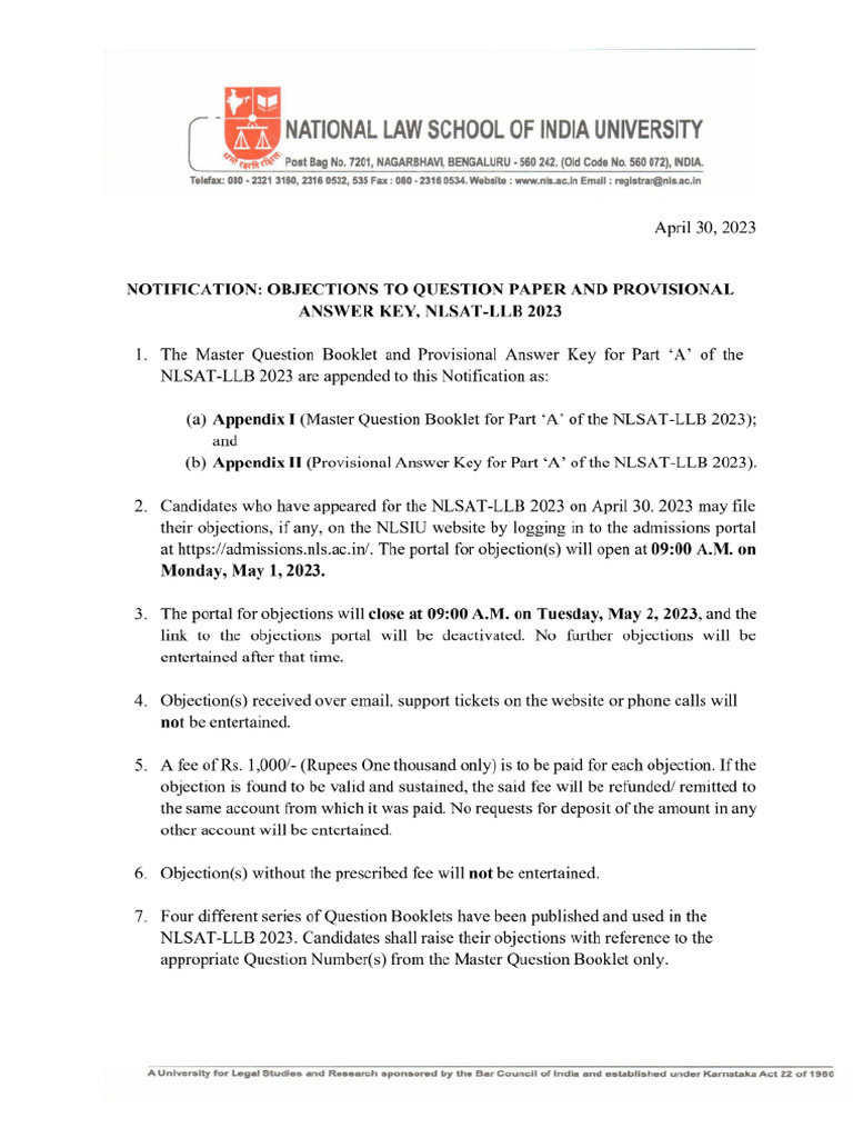 Nlsat 2023 Pyq | PDF