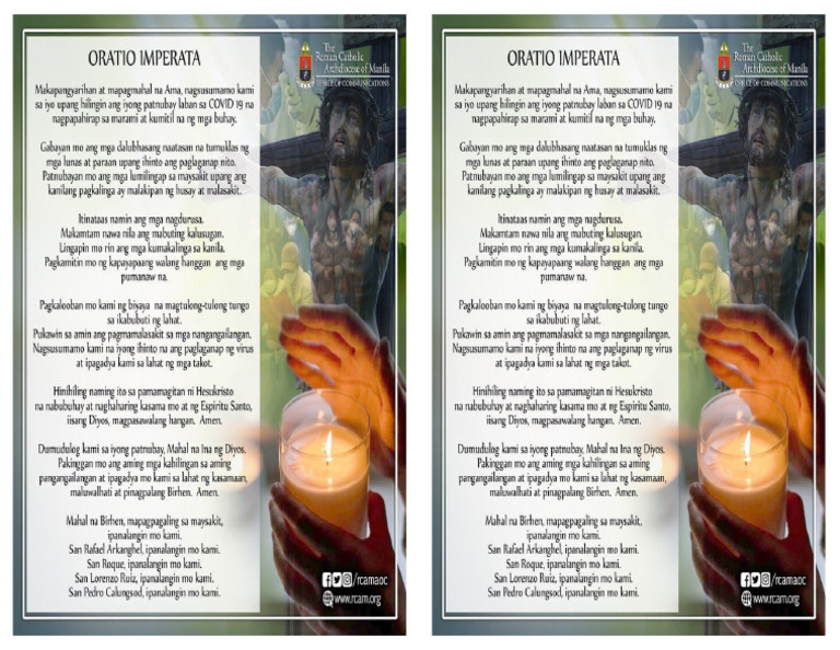 ORATIO IMPERATA PARA SA COVID v2 | PDF
