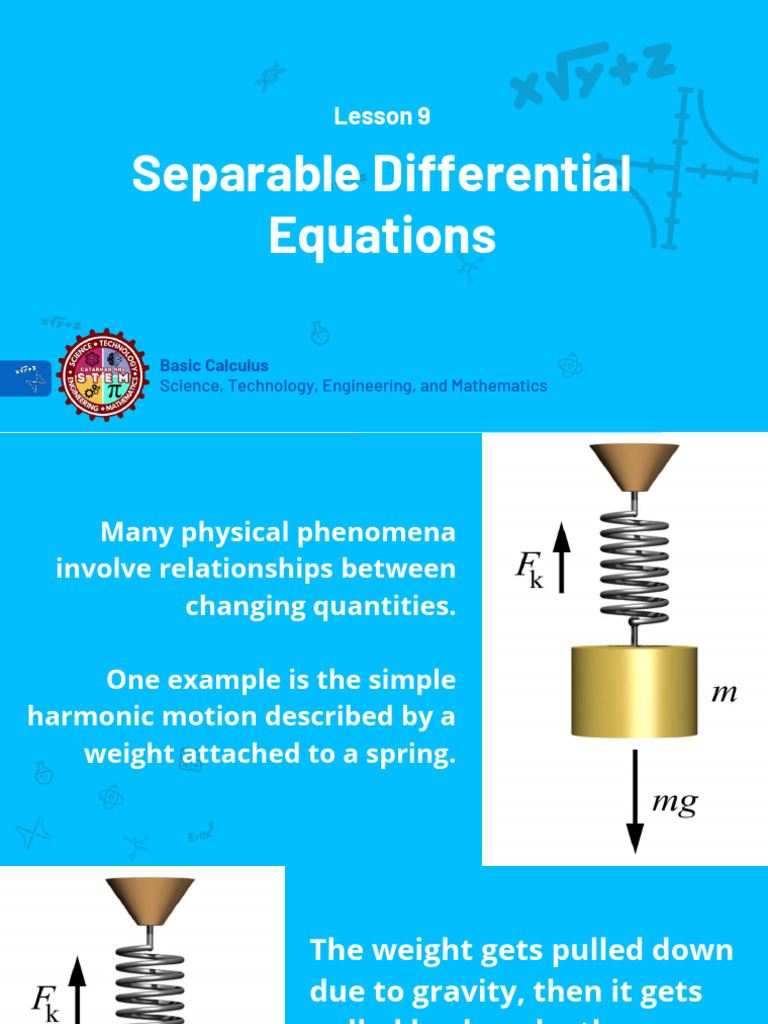 Basic Calculus SHS Q4 Lesson 9 - Separable Differential Equations | PDF ...