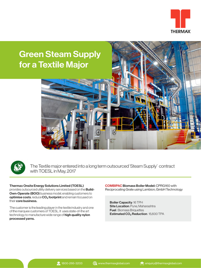 TOESL Supplies Steam To A Textile Major Maharashtra | PDF | Boiler | Steam