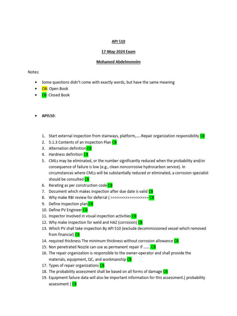 API 510 Exam Overview and Study Guide | PDF | Stainless Steel | Corrosion