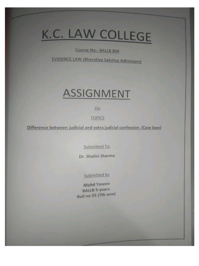 Judicial, Extra Judicial Confession (Difference) . | PDF