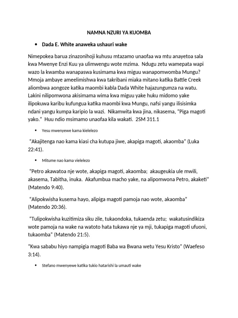 Nuru Ya Ibada Ya Maombi | PDF