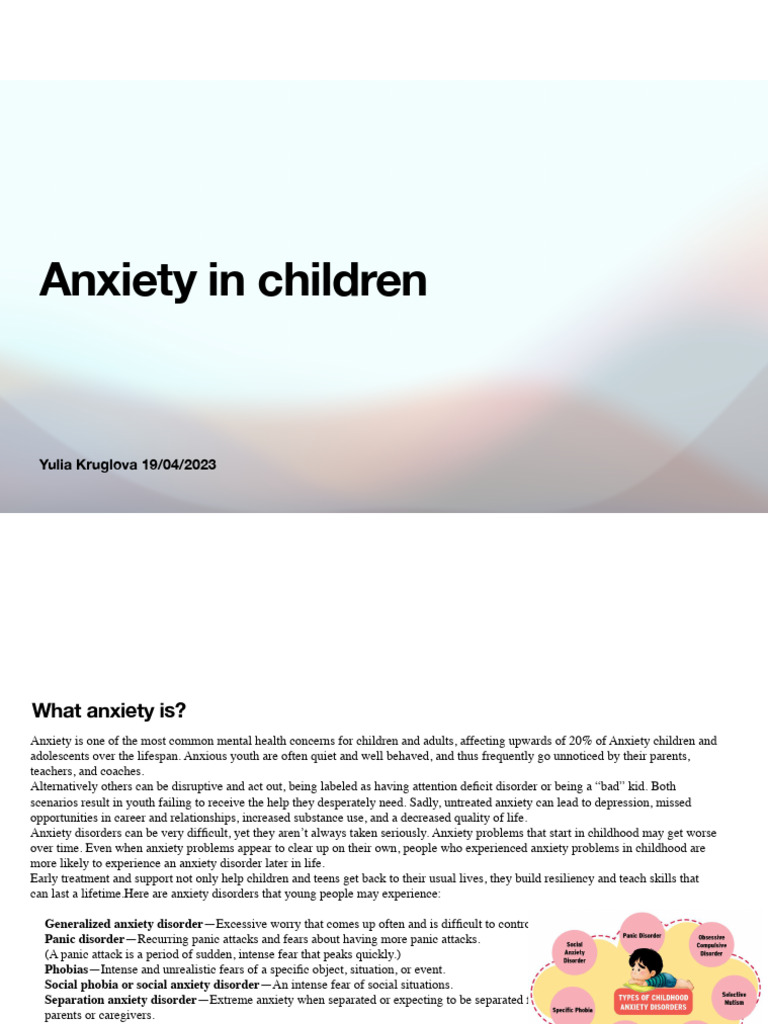 Understanding Anxiety in Children | PDF | Anxiety | Anxiety Disorder