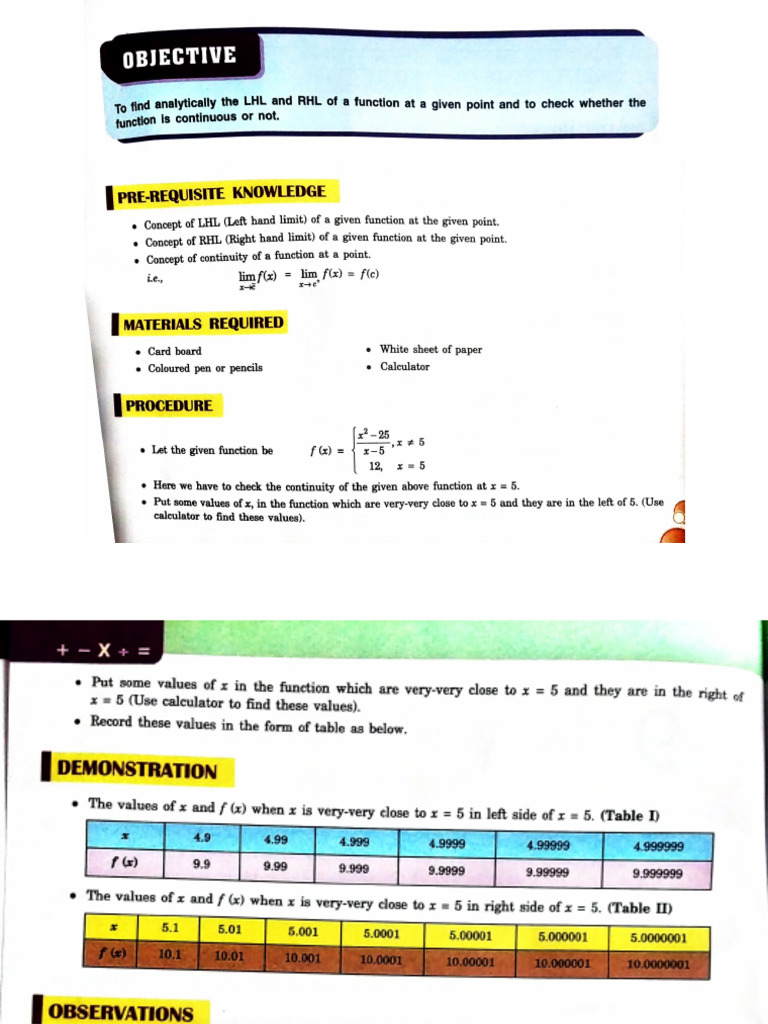 Class XII Activity No 3 Continuity & Limit | PDF