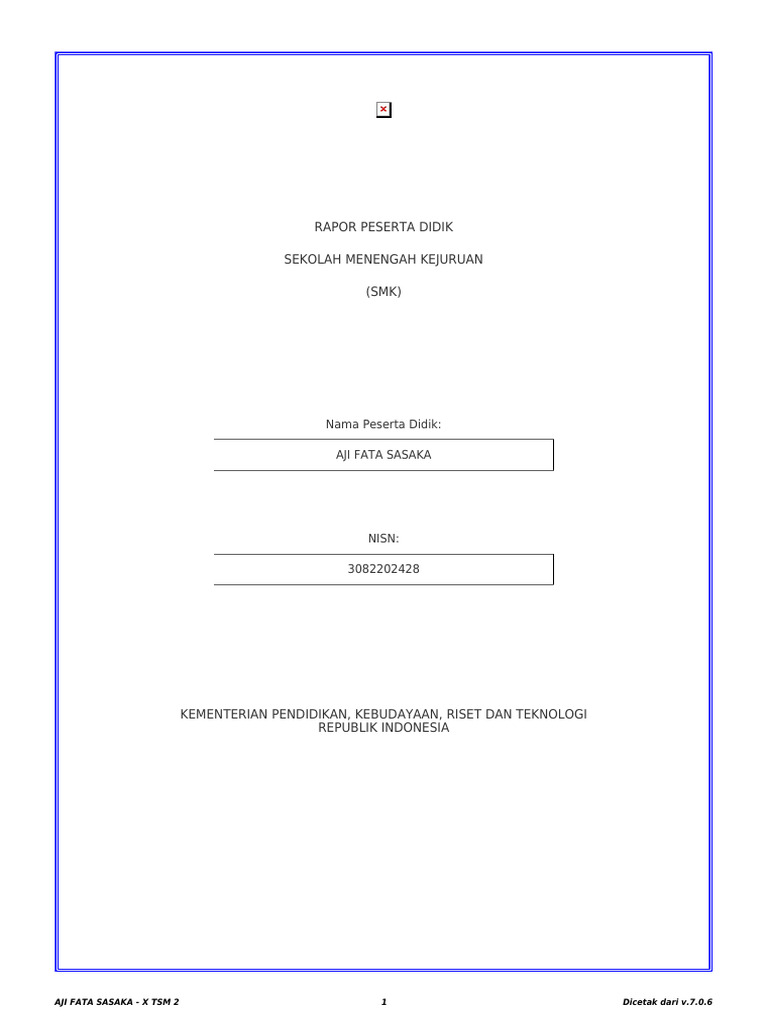 AJI FATA SASAKA - X TSM 2-IDENTITAS (1) | PDF