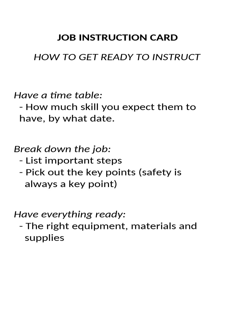 Job Instruction Card | PDF