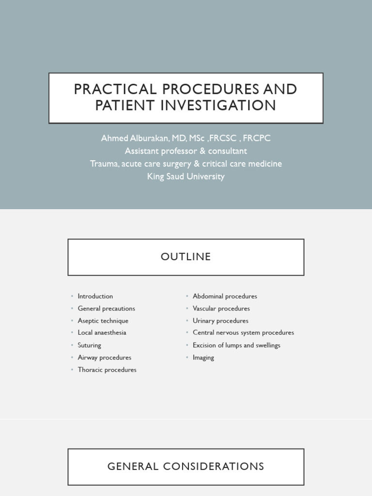Practical Procedures (Notes) | PDF | Surgical Suture | Medical Specialties