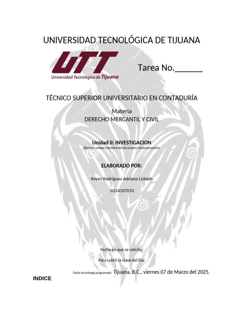 Ejemplo Portada UTT | PDF | Bancarrota | Sociedad de responsabilidad limitada