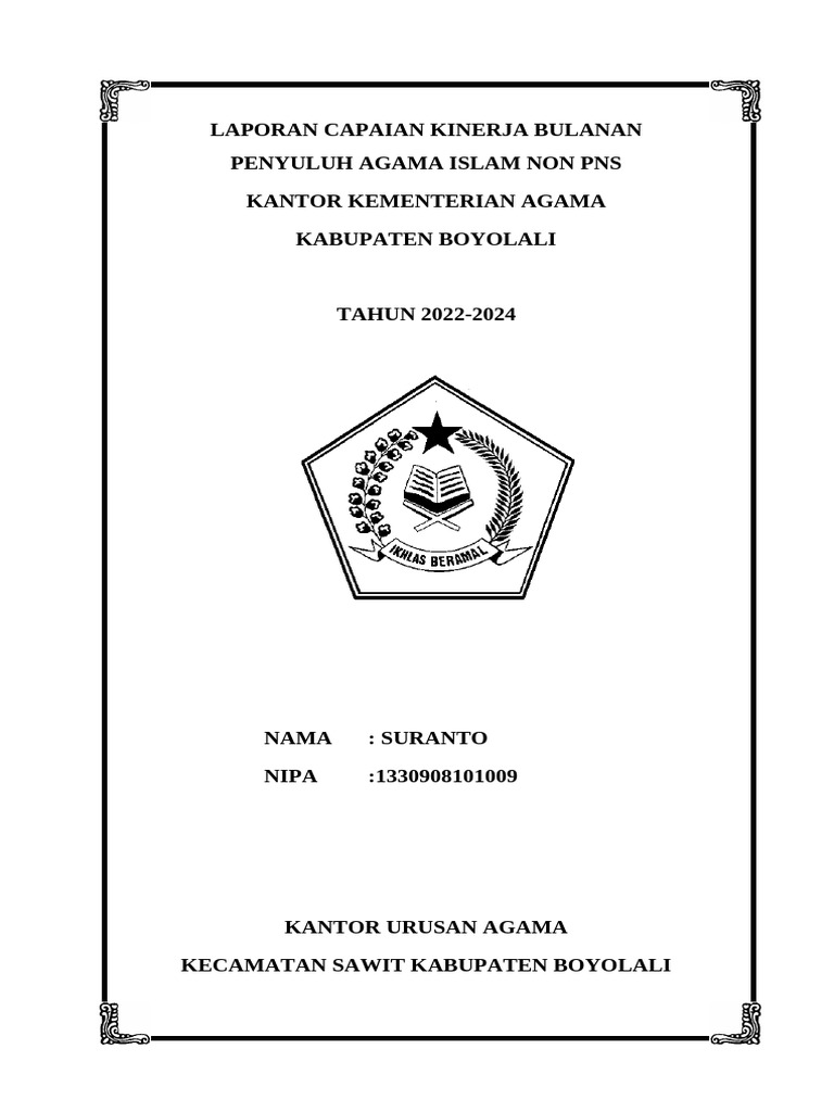 LAPORAN CAPAIAN KINERJA BULANAN | PDF