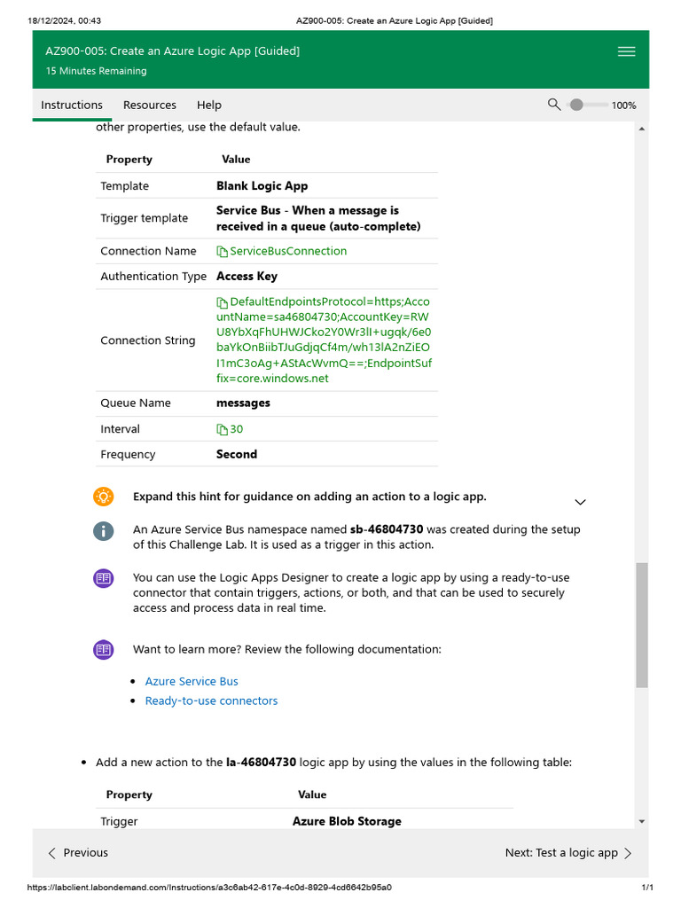 AZ900-005 - Create An Azure Logic App (Guided) p4 | PDF | Information Technology | Computer ...