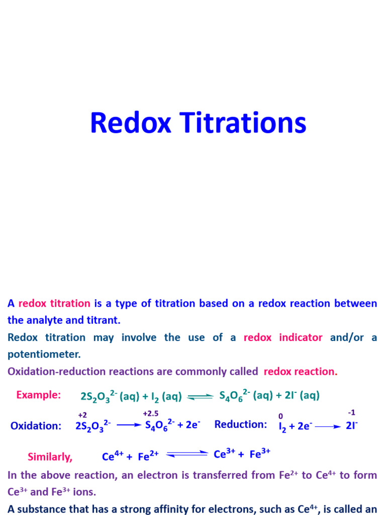Understanding Redox Titrations | PDF | Redox | Atoms