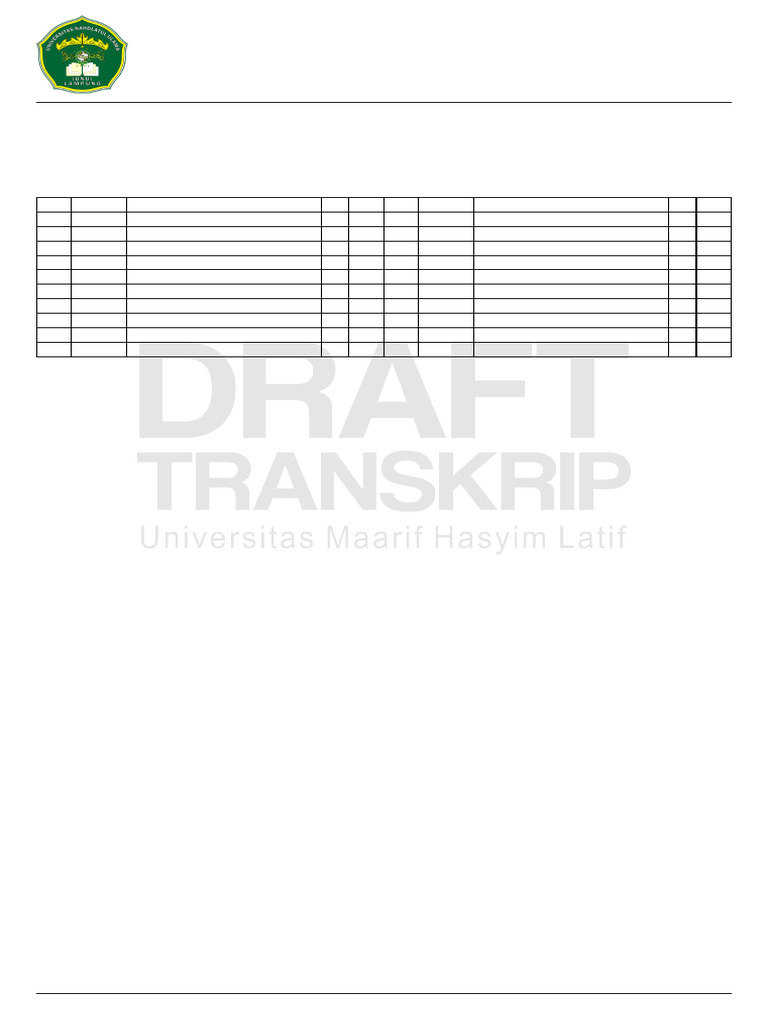 Draft Transkrip Nilai | PDF