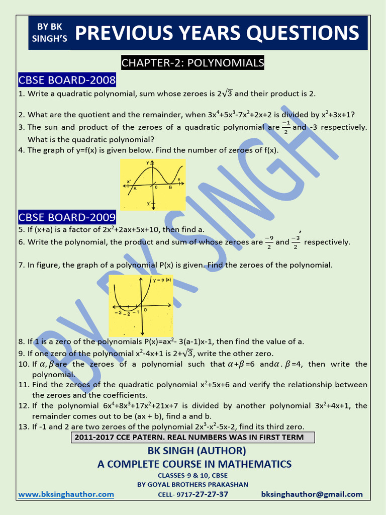 Ch 2, Polynomials | PDF | Polynomial | Zero Of A Function