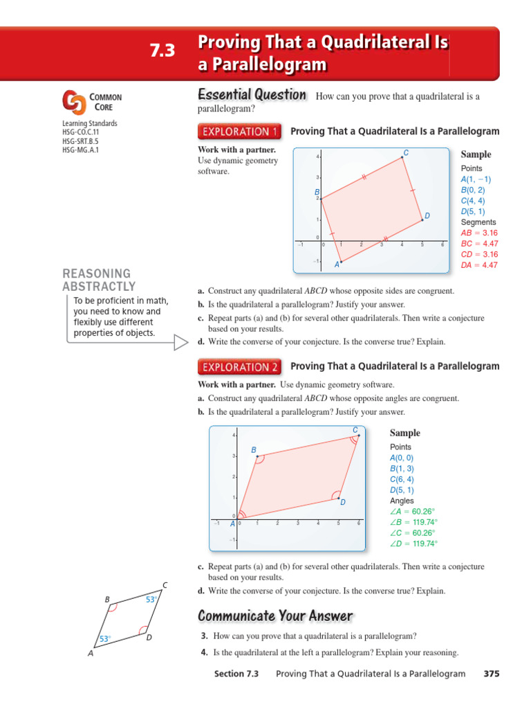 Proving Quadrilaterals as Parallelograms | PDF | Elementary Geometry ...