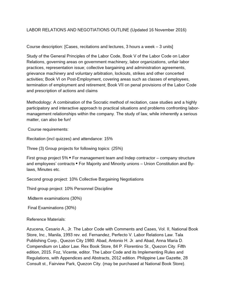 Labor Relations and Negotiations Guide | PDF | Collective Bargaining | Labour Law