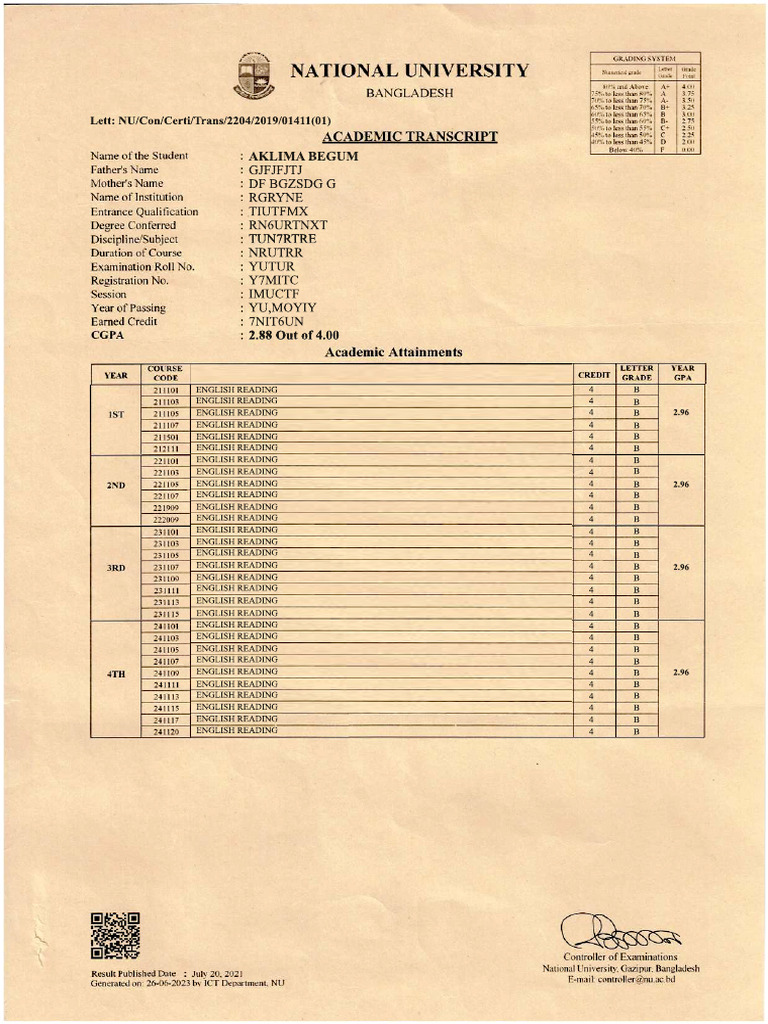 BACHELOR'S TRANSCRIPT Update | PDF
