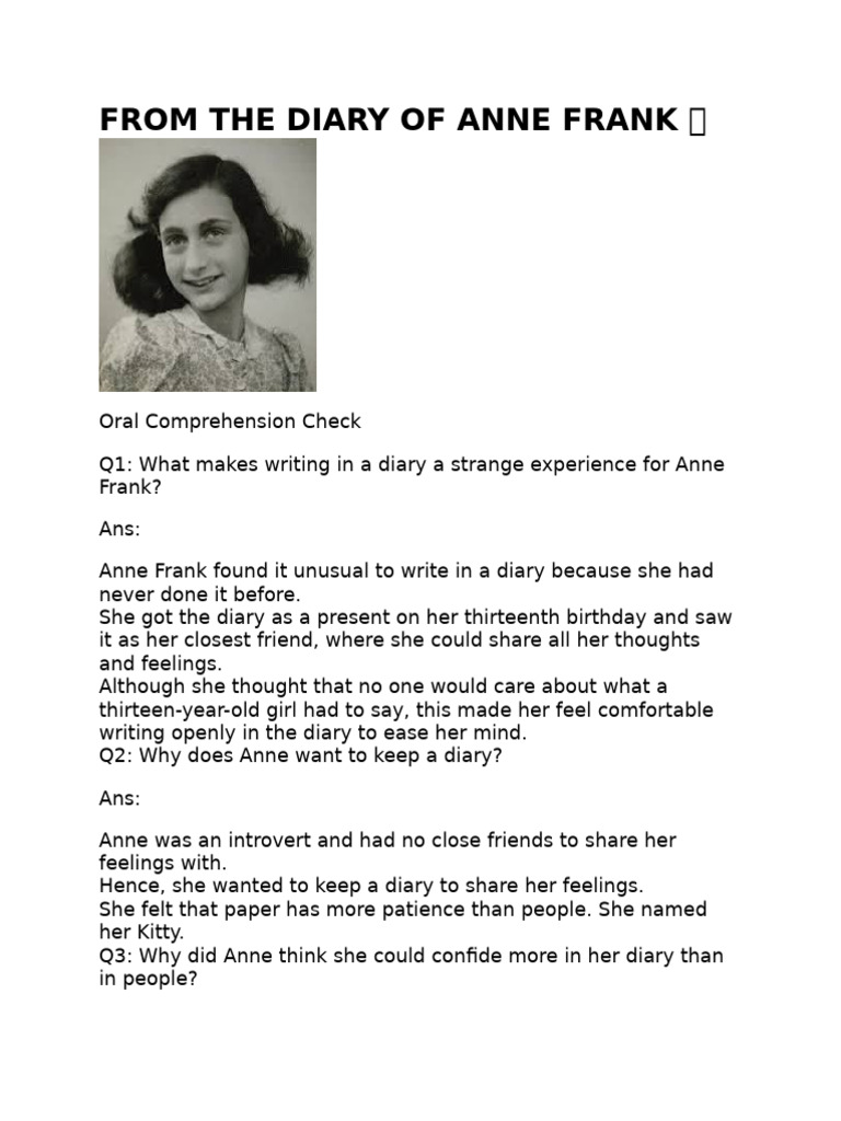 From The Diary of Anne Frank ? | PDF | Anne Frank | Essays