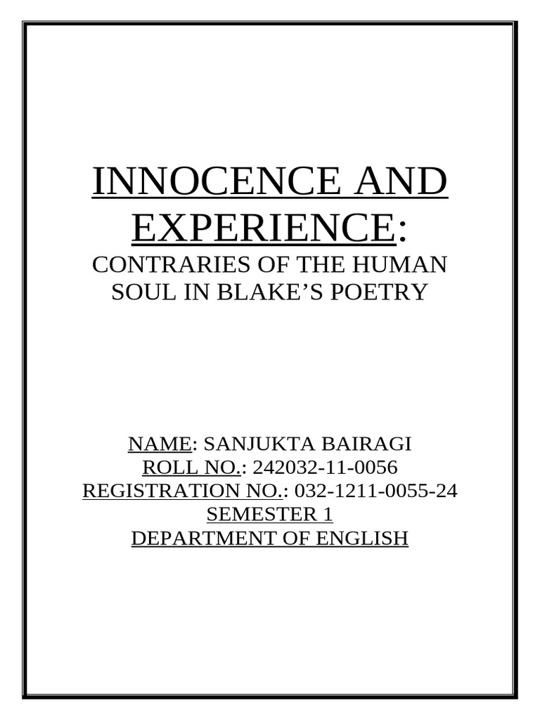 Innocence and Experience Term Paper | PDF | William Blake | Lamb Of God