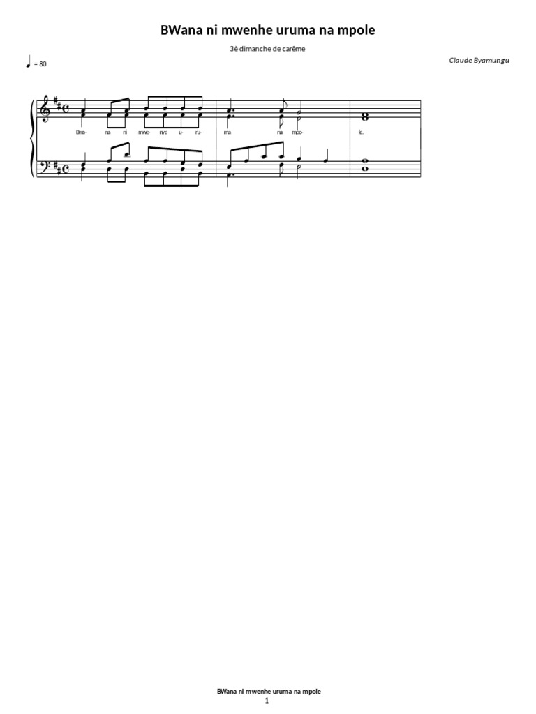 BWana Ni Mwenhe Uruma Na Mpole | PDF