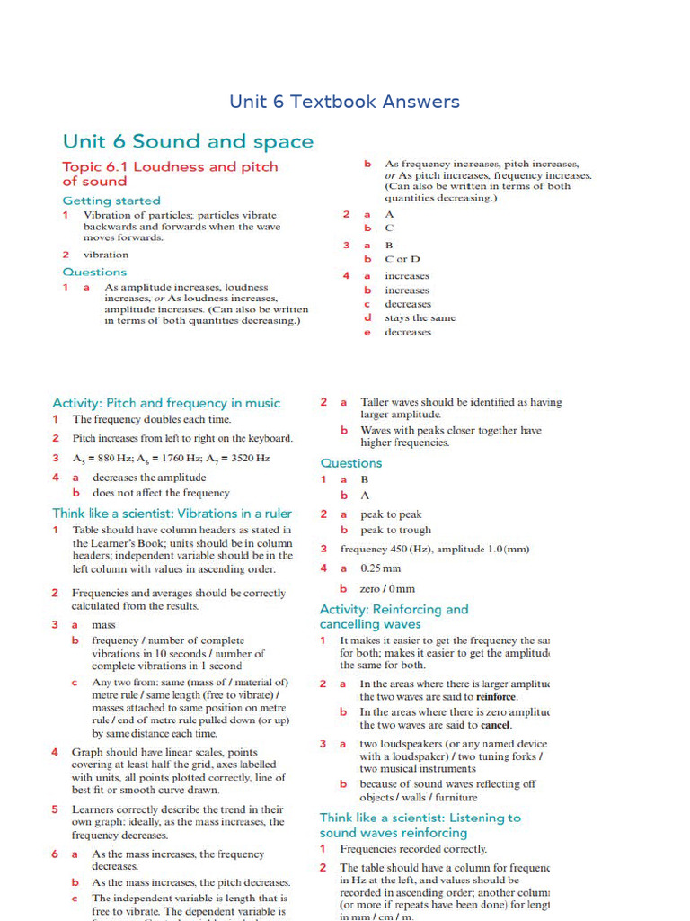 Unit 6 Textbook Answers Science Camdridge Grade 8 Stage 9 | PDF
