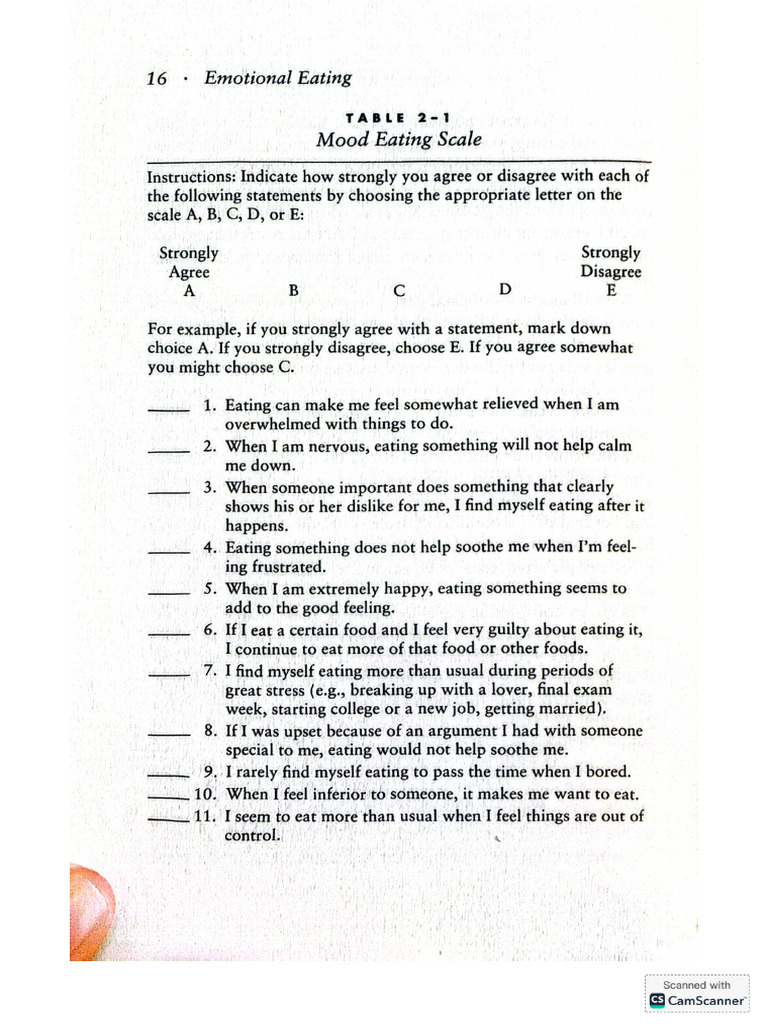 Mood Eating Scale | PDF