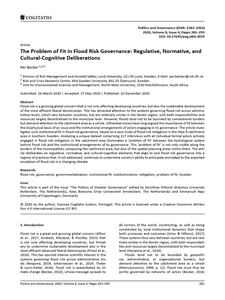 Becker - The Problem of Fit in Flood Risk Governance Regulative ...