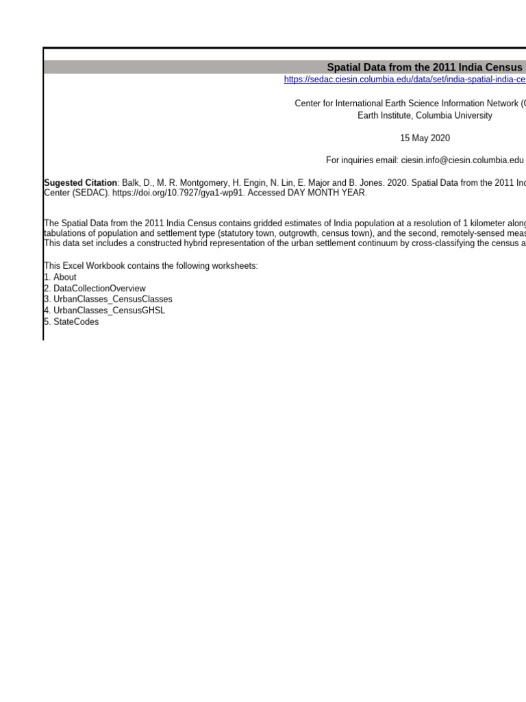 India Spatial India Census 2011 Data Dictionary | PDF | Computing | Data