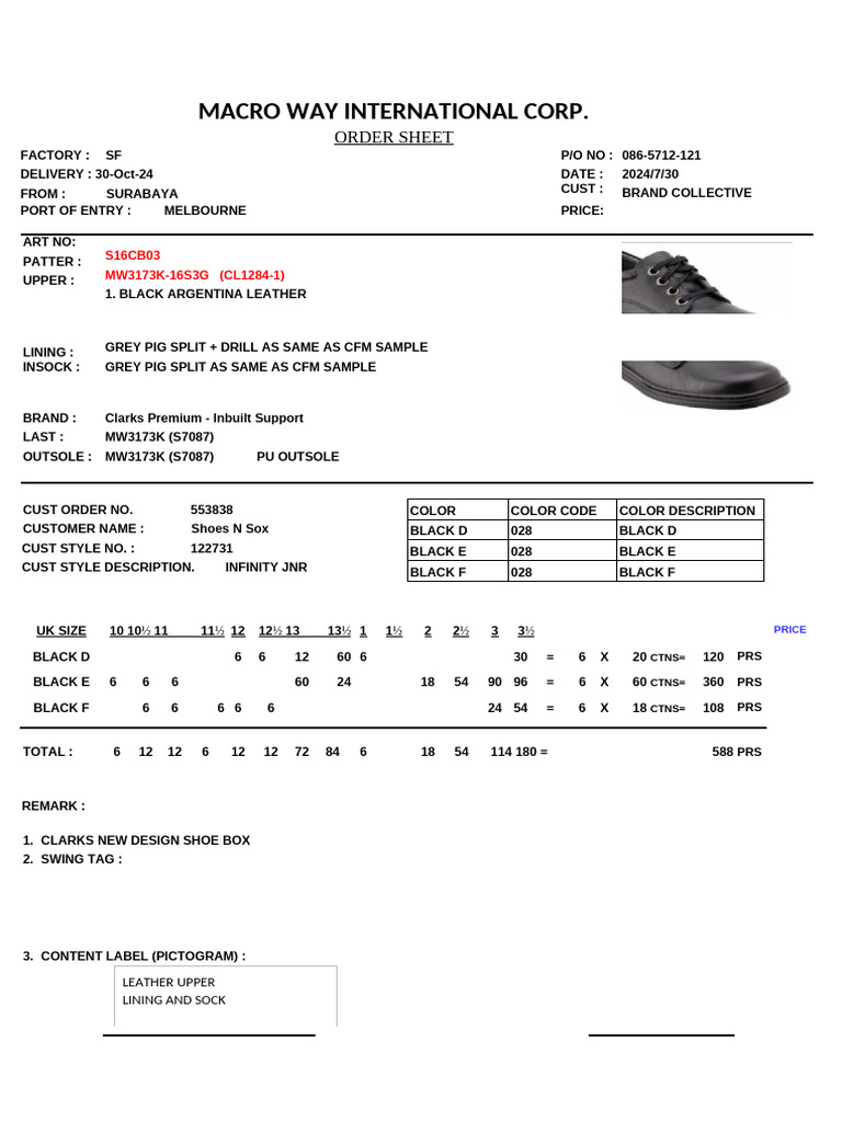 Macro Way International Corp Order Sheet | PDF