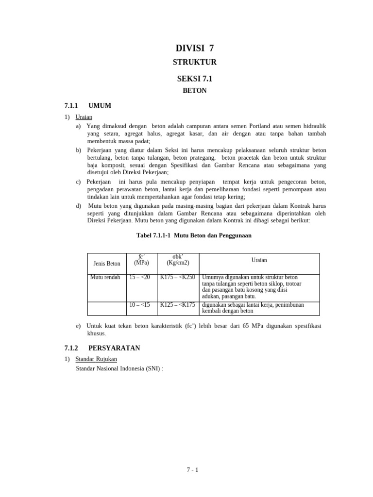 Divisi 7 Struktur (Spektek) | PDF