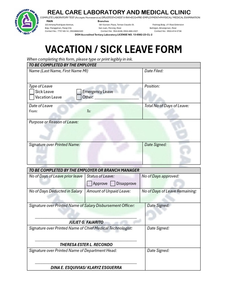 Leave Form Rec | PDF | Health Care | Social Programs