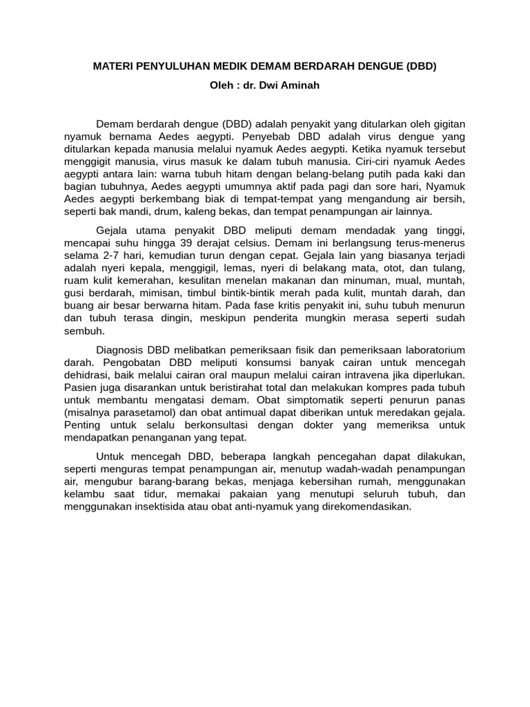 Materi Penyuluhan Medik DBD | PDF