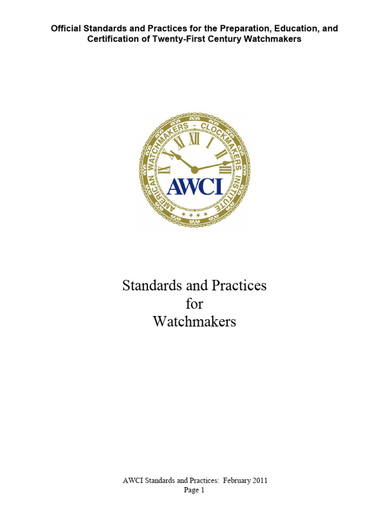 AWCI Standards Practicese | PDF | Watch | Safety