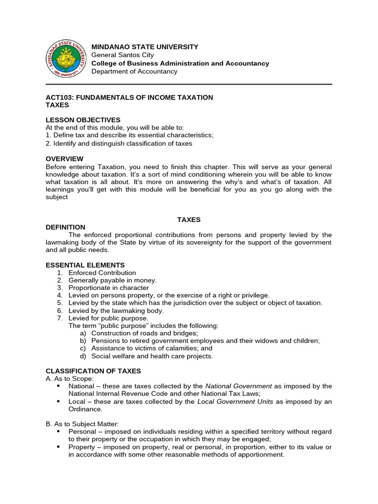 MODULE 2 Taxes | PDF | Taxes | Progressive Tax