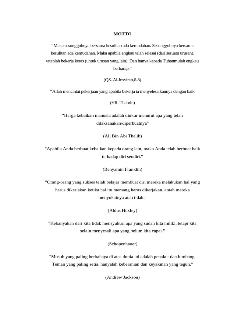 MOTTO Dan Kata Pengantar Serta Daftar Isi | PDF