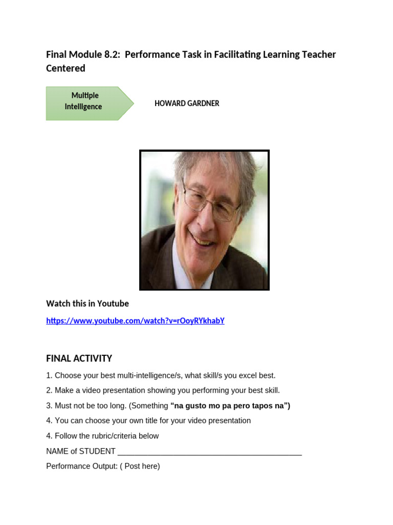 Final Module 7 Multiple Intelligence Performance Task | PDF
