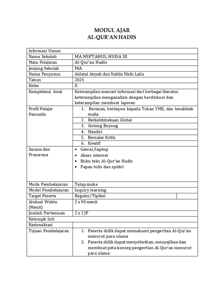 Modul Ajar Uas Aida Nabila | PDF