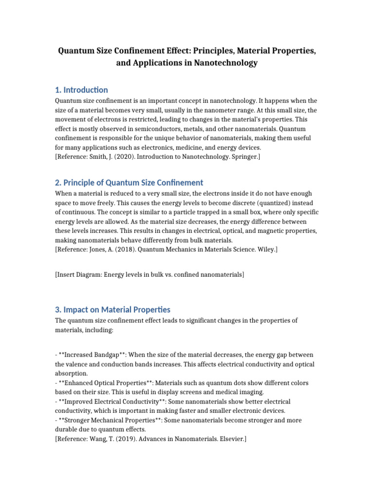 Quantum Size Confinement Report Extended | PDF | Band Gap | Nanotechnology