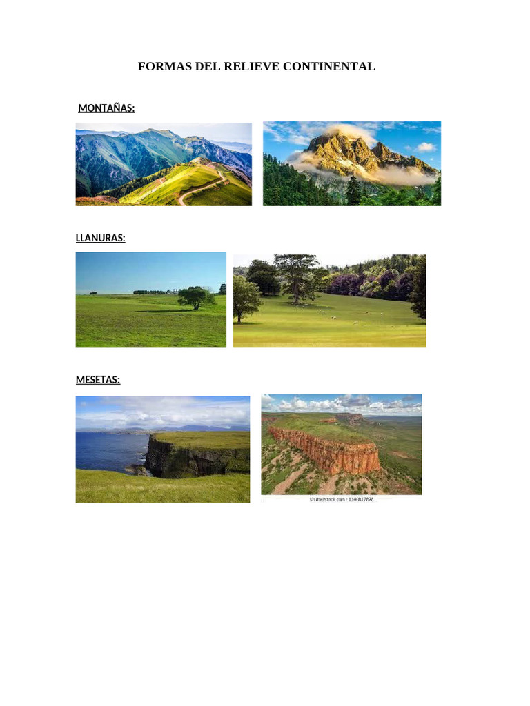 Principales Formas del Relieve Continental | PDF