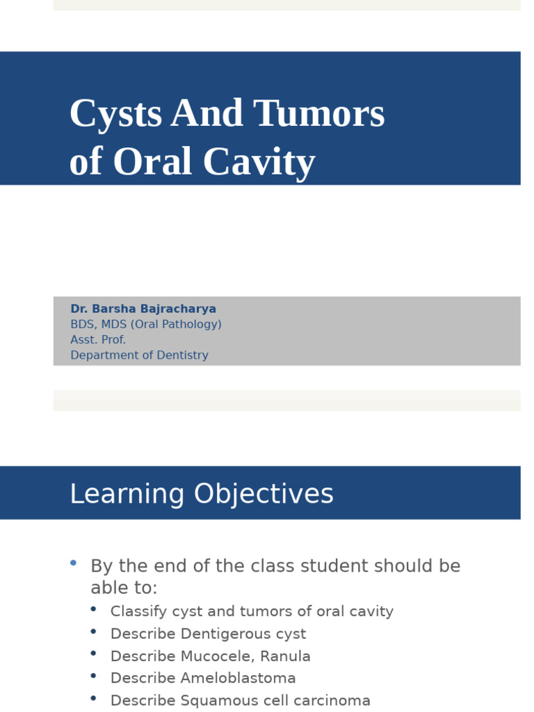 Cysts and Tumors of Oral Cavity | PDF | Cancer | Epithelium