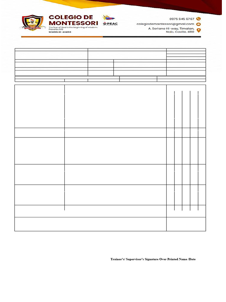 Evaluation Sheet SHS Work Immersion CDM | PDF | Policy | Evaluation