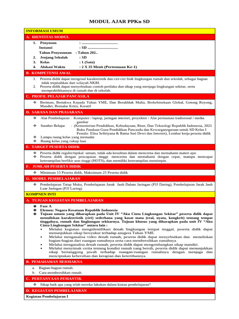 Modul Ajar PPKN BAB 4 KELAS 1 - WWW - Kherysuryawan.id | PDF