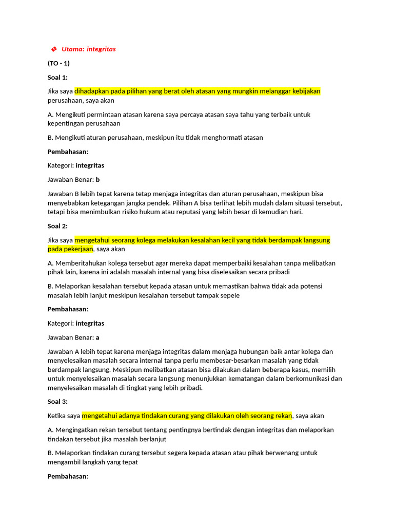 Integritas dalam Pengambilan Keputusan | PDF