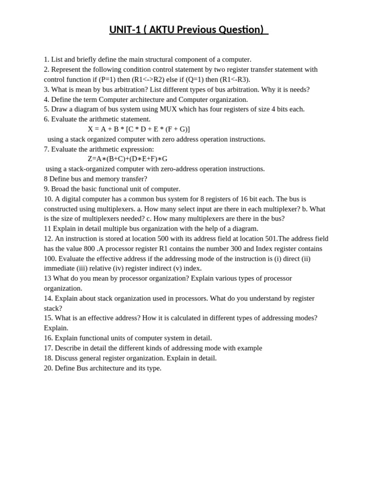 Unit 1 Question | PDF