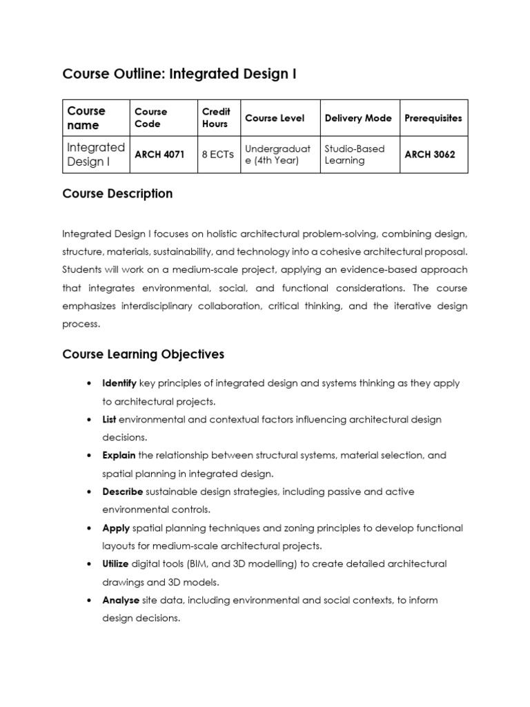 Integrated Design I Course Overview | PDF | Design | Building ...