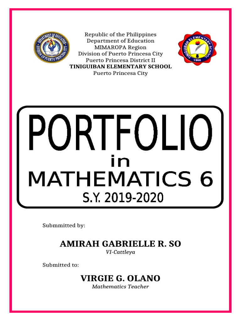 Math Portfolio Cover 3 | PDF