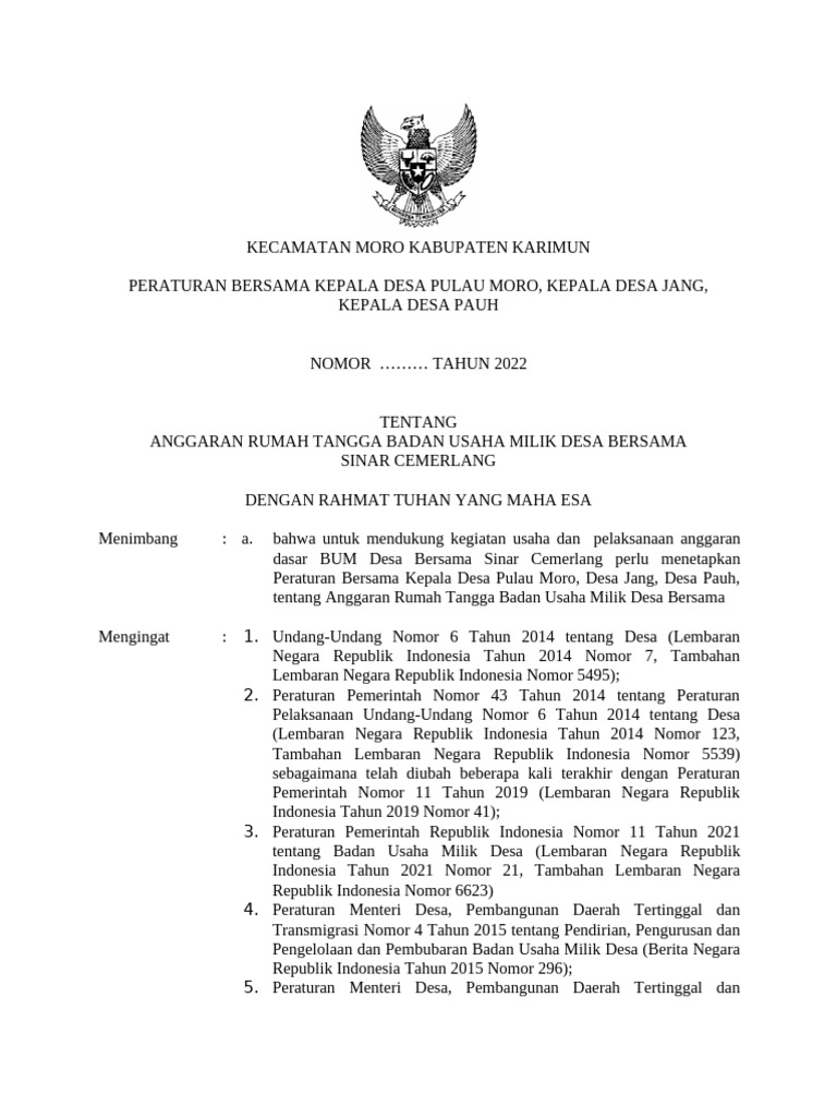 Anggaran BUMDes Sinar Cemerlang | PDF