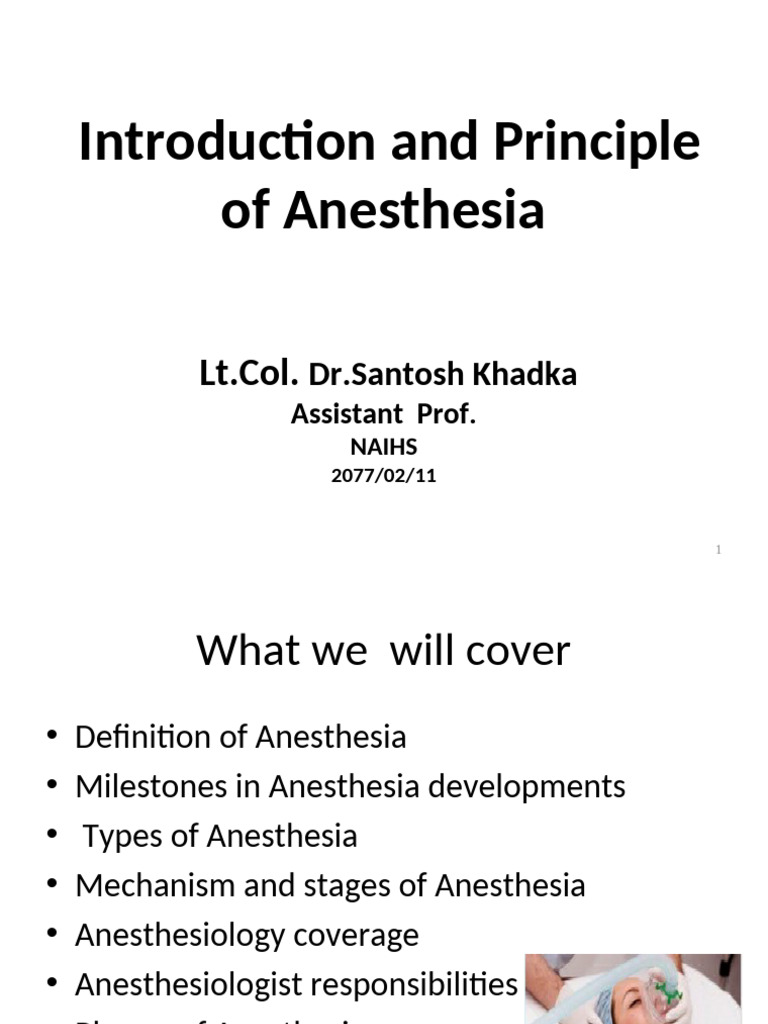 01 Introduction To Anesthesia | PDF | Anesthesia | Clinical Medicine