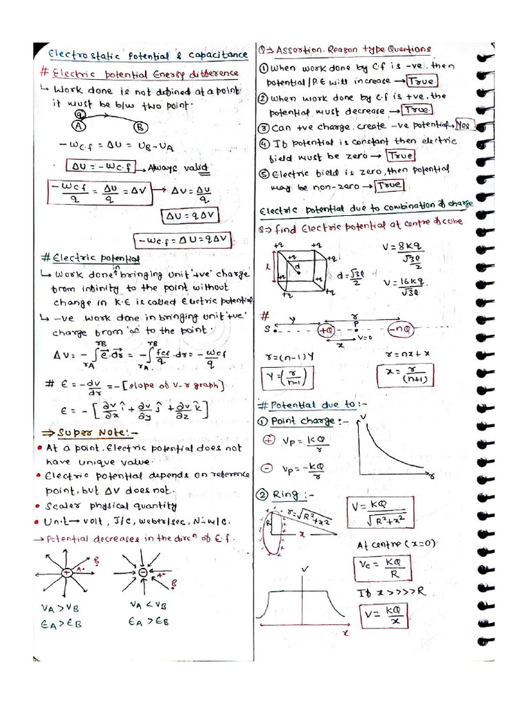 Electric Potential & Capacitance Class 12 Physics Topper's Short | PDF